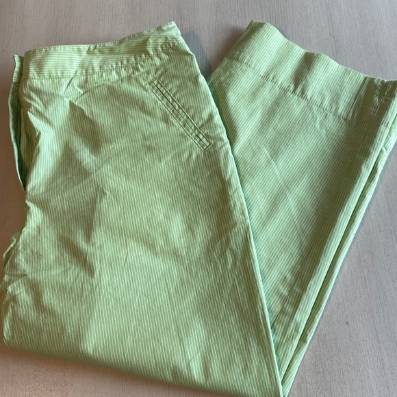 Chico's | Pants & Jumpsuits | Nwt Chicos Airy Stripe Greenwhite Crops ...